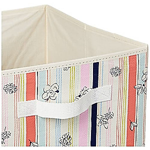 Vera Bradley Women's Collapsible Storage Bins Set of 2 - Large, Seaside Stripe Multi Floral, Large