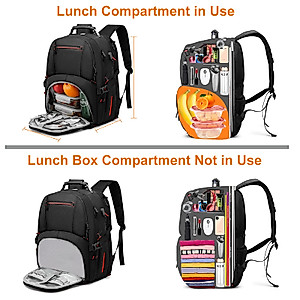 YORANG Lunch Backpack, Insulated Cooler Backpack with Lunch Box, Extra Large Travel TSA Friendly Water Resistant Laptop Backpack, Computer College School Bookbag Work Backpack for Women Men 17.3 Inch