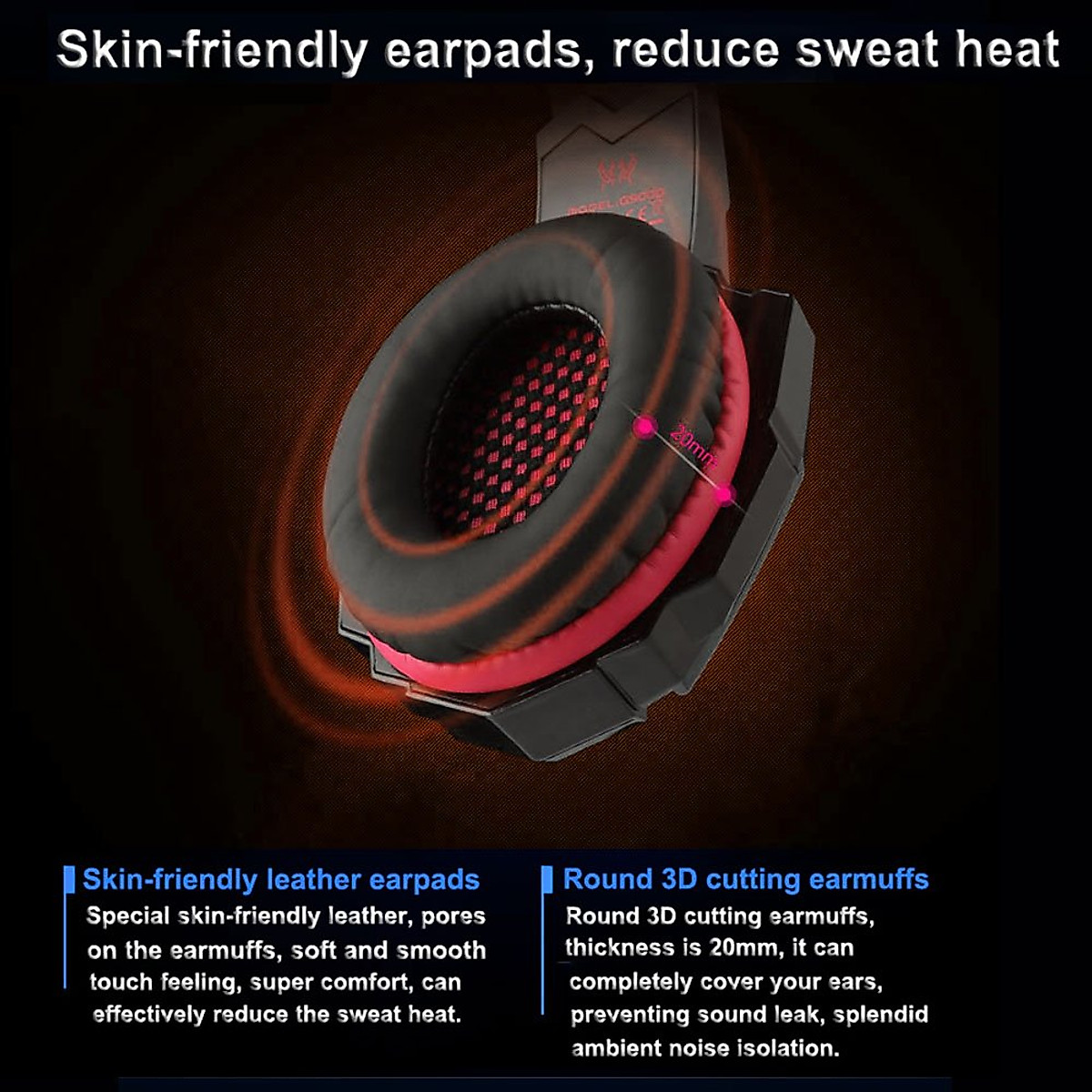 KOTION EACH G9000 Gaming Headset, 3.5mm LED Light Game Headset for PlayStation 4 PS4 with Microphone for Laptop, Tablets, Computers, iPhone and Smartphones (Blue in Black)