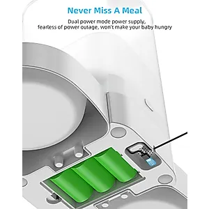 HoneyGuaridan Automatic Cat Feeder for Two Cats,5L Cat Food Dispenser with 2 Stainless Steel Bowl,Timed Cat Feeder Programmable 1-6 Meals Control, Dual Power Supply,Desiccant Bag,10s Meal Call(White)