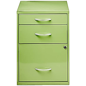 OSP Home Furnishings HPB Heavy Duty 3-Drawer Metal File Cabinet for Standard Files and Office Supplies, Green Finish