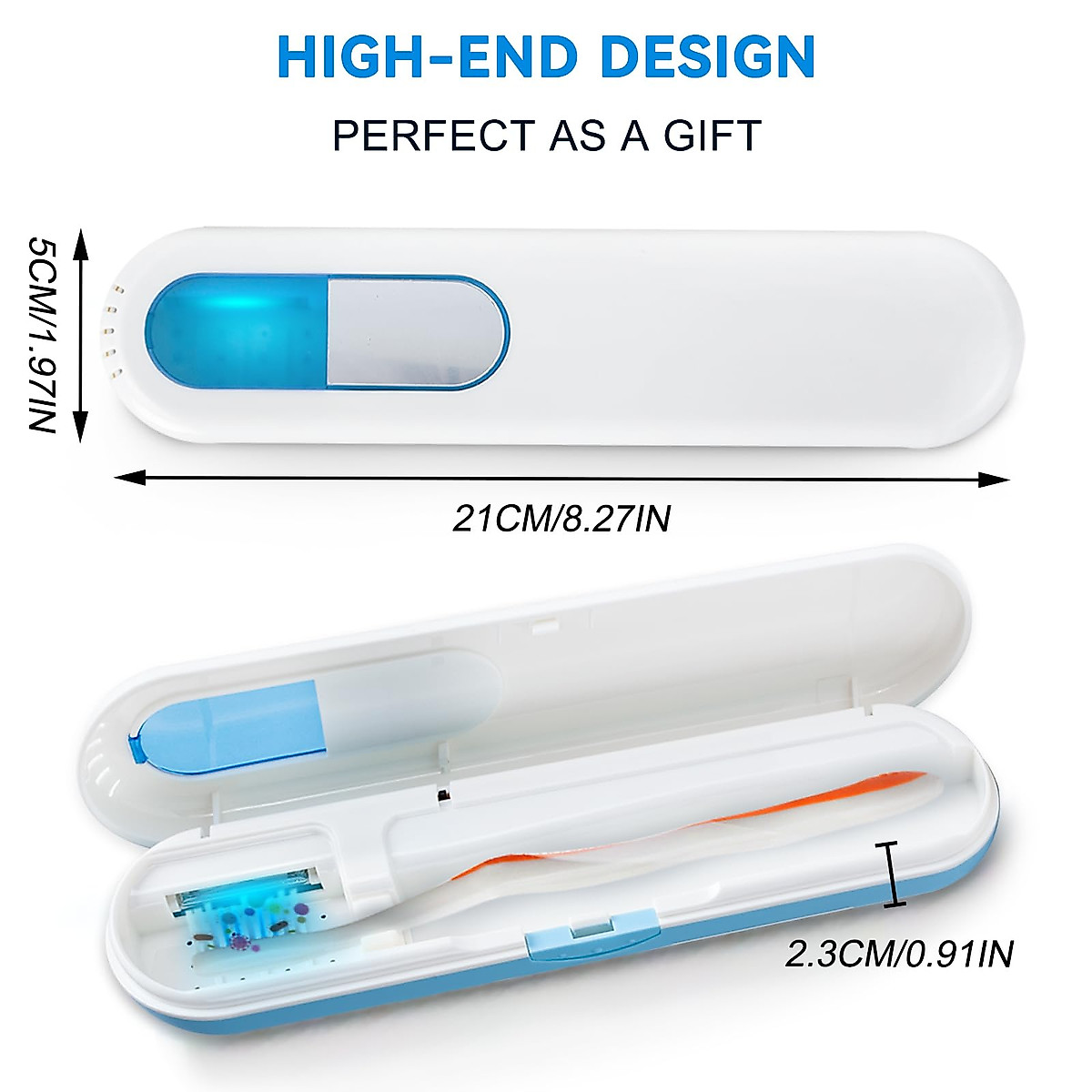 TAISHAN UV Toothbrush Case Sanitizer，Portable Rechargeable Travel Toothbrush Holder,Fits All Toothbrushes for Electric and Manual Toothbrushes,Safety Feature for Home and Travel