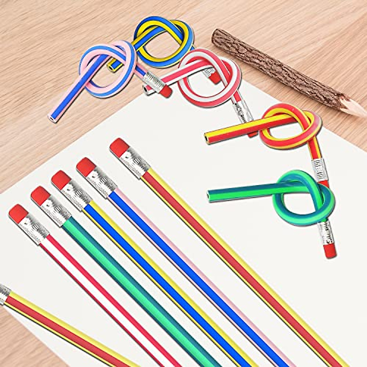 Xilanhhaa 40 Pack Flexible Bendable Pencils,7 Inch Colorful Magic Soft Pencil with Eraser,Bendy Pencil for Children,Kids,School Supplies,Party Favor,Gifts