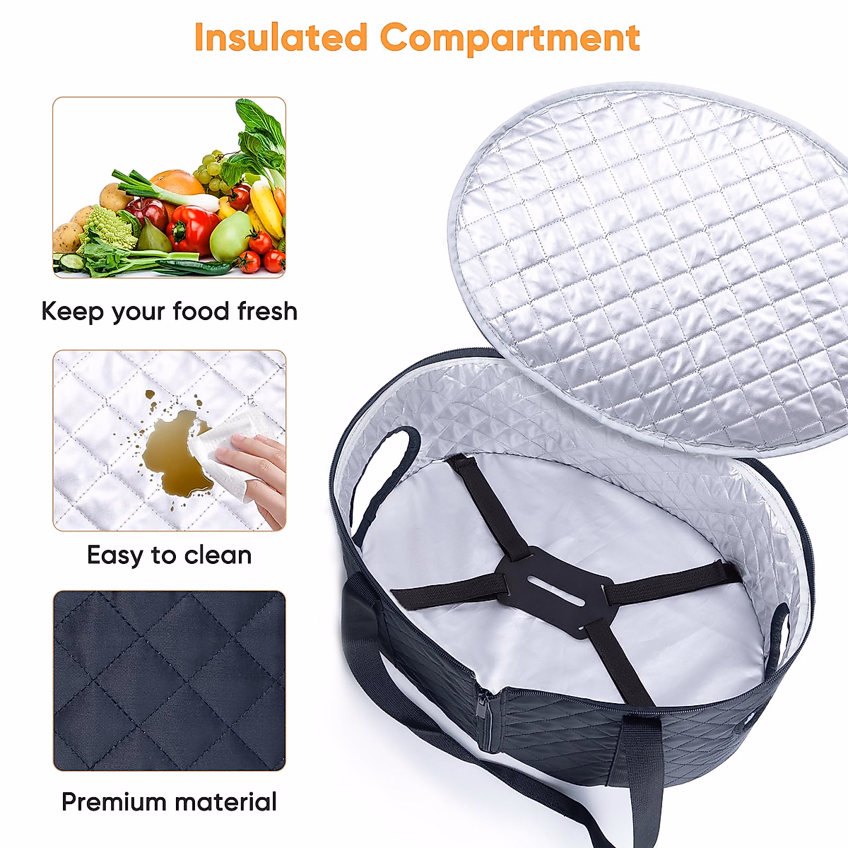 BAGSPRITE Slow Cooker Carrying Case Compatible with 6-8 Quart Crockpot Carrier for Hot Food and Hamlton Beach Slow Cooker Tote with Lid Fastener for Crock-pot Dust Cover Applicances