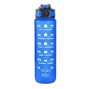 32 oz Water Bottle with Times to Drink and Straw. With clearly marked times to drink throughout the day and a convenient straw for spill-proof sipping, track your water intake and stay hydrated.
