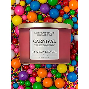 Grape Candle | Bubble Gum Candle | Cotton Candy Candle | Fun Candles | Luxury Soy & Beeswax Candles for Home | 16 oz. Large Jar 3 Wick Candle | Cool Candles