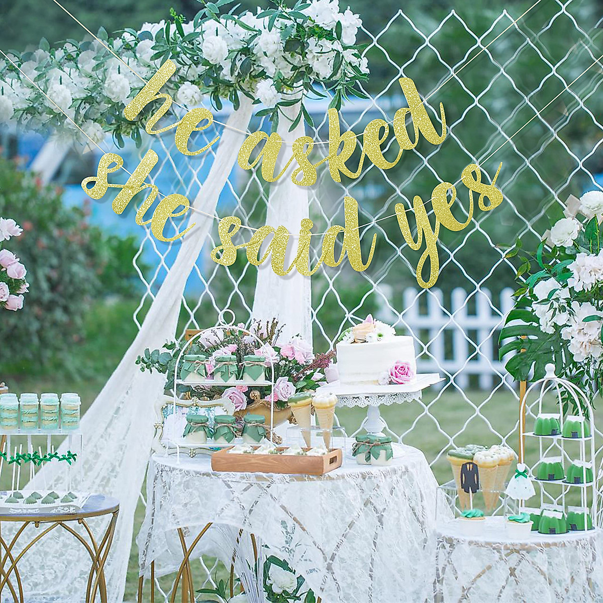 He Asked She Said Yes Bannner - She Said Yes Bannner,bridal Shower Party Decorations Banners,engagement Banner,bridal Party Banner,wedding Engagement Banner