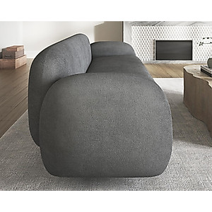 PaPaJet 3 Seater Sofa, Modern Couch with Soft Boucle Upholstered, Comfy Cloud Sofa Couch for Living Room Home Office Sherpa Grey Curved Couch