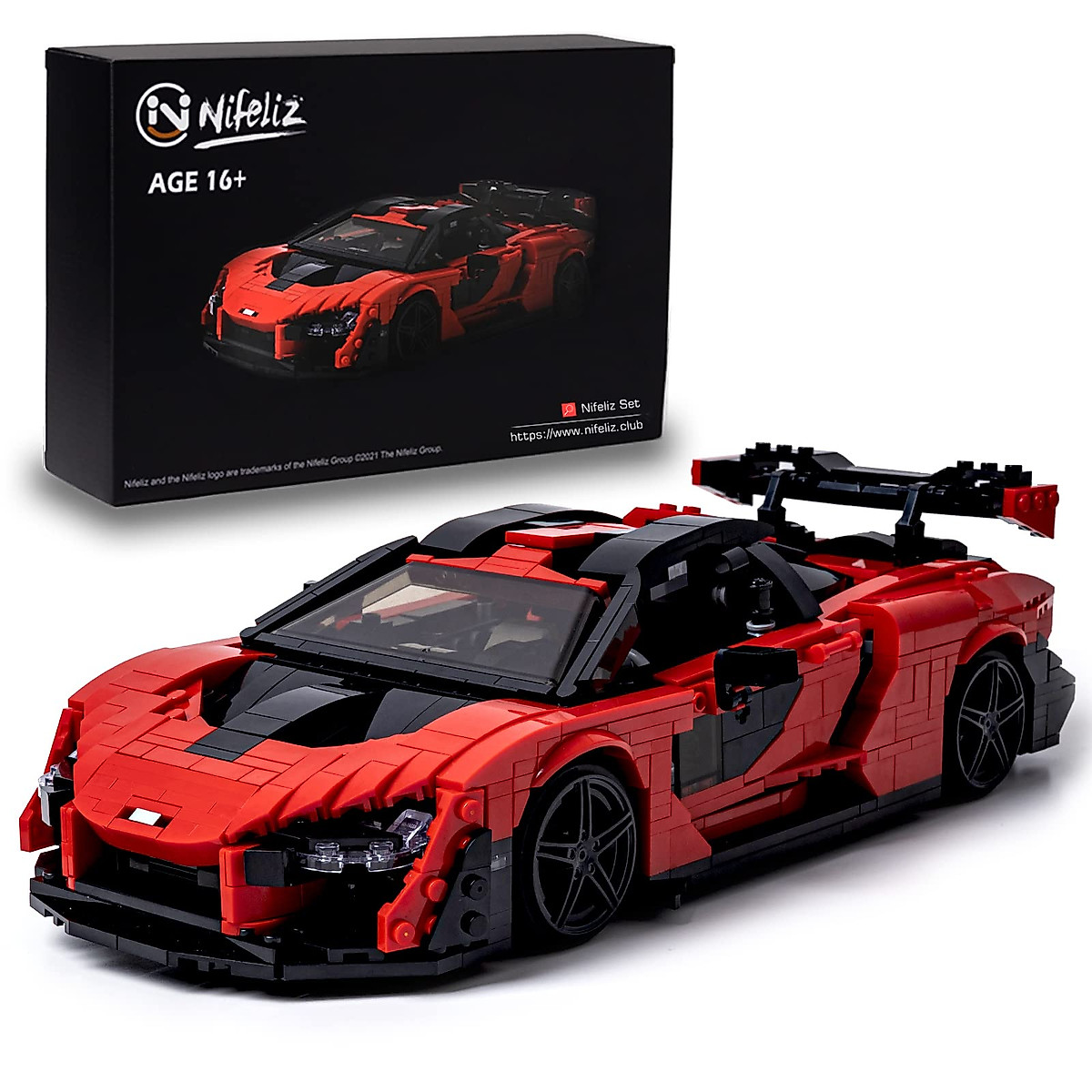 Nifeliz Super car Sanna MOC Building Blocks and Construction Toy, Adult Collectible Cars Set to Build, 1:12 Scale Sports Car Model (1182 Pcs)