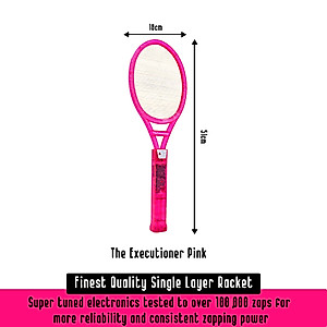The Executioner Fly Zapper Mosquito, Wasp, Bug, Insect Killer Swatter Electric Fly Zapper Racket Single Layer for Efficient Zapping Indoor Outdoor (Pink)