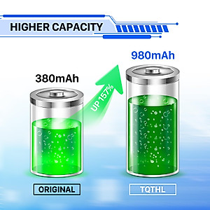 TQTHL for Nest Thermostat Battery,[980mAh] (𝟮𝟬𝟮4 𝗡𝗲𝘄 𝗨𝗽𝗴𝗿𝗮𝗱𝗲𝗱) TL284443 Battery Li-Polymer Battery for Nest Learning Thermostat 2nd 3rd Generation, T3007ES, T3008US, T4000ES, A0013