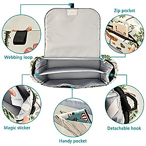 Dragonfly Flowers Stroller Organizer with Cup Holder Universal Stroller Organizer Bag Detachable Shoulder Strap Stroller Accessories for Diaper Snacks Toys Keys Fit All Baby Stroller