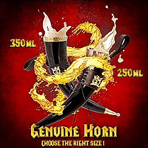 Mythrojan THE ELEGANT LADY Viking Drinking Horn with Black Leather holder Authentic Medieval Inspired Viking Wine/Mead Mug - Polished Finish