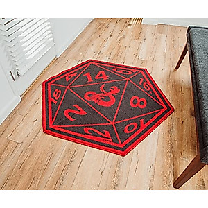 Dungeons & Dragons Red D20 Dice Printed Area Rug | Indoor Floor Mat, Accent Rugs For Living Room and Bedroom, Home Decor For Kids Playroom | Dungeon Master Gifts And Collectibles | 52 x 45 Inches