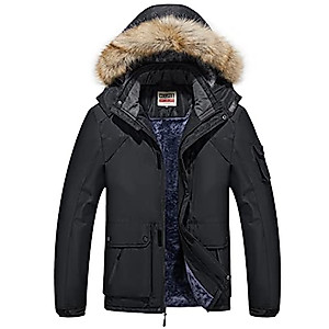 WULFUL Men's Waterproof Ski Jacket Warm Winter Snow Coat Mountain Windbreaker Hooded Raincoat