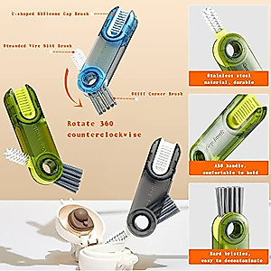6 Pack 3 in 1 Multifunctional Gap Cleaning Brush Tiny Bottle Cup Lid Detail Brush Mini Crevice Cleaning Brush Multipurpose Straw Cleaner Brush for Home Kitchen Cleaning (3 Colors)