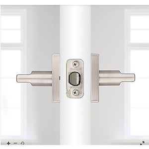 Kwikset Halifax Interior Passage Door Handle, Lever For Closet and Hallway Doors, Reversible Non-Locking Handle Lever, Satin Nickel, with Microban Protection