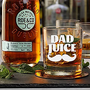 Dad Juice Funny Whiskey Glass Gift for Dad - Novelty Birthday, Fathers Day, Christmas Gift for Dad, Unique Dad Christmas Gift from Daughter, Son, Wife, Kids, Cool Present Ideas for Family Dad, 11 oz