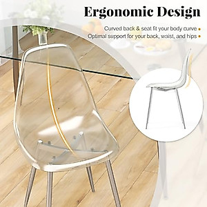 Tangkula Glass Dining Table Set for 4, Modern Tempered Glass Kitchen Table and Chairs, Glass Dining Room Table Set for Small Living Room, Kitchen