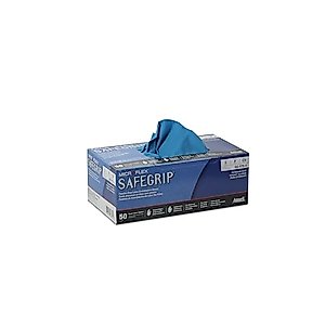 Microflex SafeGrip SG-375 Extra Thick Disposable Latex Gloves for Life Sciences, Automotive w/Textured Fingertips - XL, Blue (Box of 50)