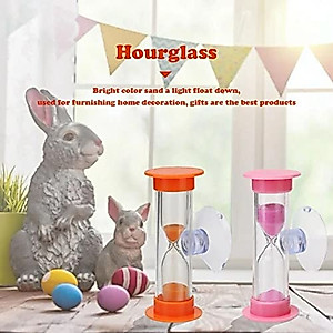 Hourglass Plastic Glass Desktop Ornament Shower Timer for Kids Rotatable with Suction Cup Mini Time Reminder Time Funnel(2 Minute,Orange)