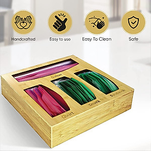 Food Ziplock Bag Storage Organizer For Kitchen Drawer, Bamboo Baggie Holder, Compatible With Ziploc, Solimo, Glad, Hefty For Gallon, Quart, Sandwich And Snack Variety Size Bags(1 Box 4 Slots) (1)