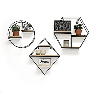 InPlace Barnwood/Metal Diamond Wire Shelf, 3.98" D x16.26 W x 19.83" H