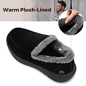 FitVille Extra Wide Men's Slip-on House Slippers - Non Slip Orthopedic Winter Slippers for Wide Feet - Indoor & Outdoor