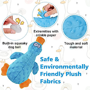 Alphatool Squeaky Dog Toys, Duck Dog Toys for Aggressive Chewer, Tough Plush Dog Toys for Large Dogs, Crinkle Interactive Puppy Dog Toys for Small Medium Dogs (3pcs)
