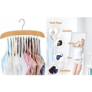 HAHTGSO Tank Top Hanger Space Saving 24 Large Capacity 360°Rotating, Non-Slip Clothes Hangers Foldable Metal Hooks, Camisole Organizer for Camisole, Tank Tops, Bras, Bathing Suits, Scarfs (2PCS)