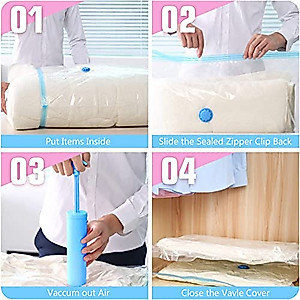 Vacuum Storage Bags 6 Pack (3 Jumbo, 3 Large), Space Saver Bags Compression Storage Bags for Comforters And Blankets, Storage Bags Vacuum Sealed for Clothes Storage, Hand Pump Included