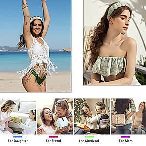 Ivyu Rattan Summer Straw Head Bands - Cute Wide Raffia Woven Hair Bands for Women and Girls, Tan Beauty Beech Hairbands Hair Accessories