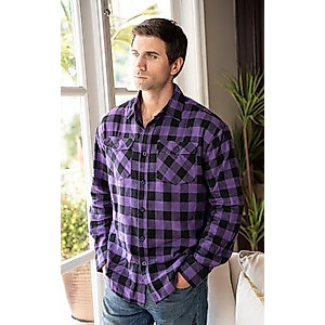 Gioberti Men's 100% Cotton Brushed Flannel Shirt, Black, 5X-Large