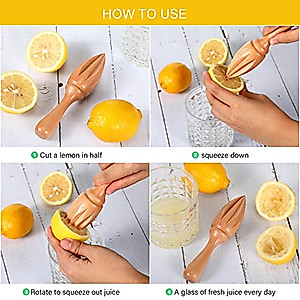 2 Pcs Wooden Citrus Reamer Lemon Hand Juicer Beech Wood Handheld Citrus Juicer Easy to Hold Kitchen Juicing Tool Manual Orange Lime Lemon Juice Reamer Extractor for Daily Home Bar Cafe Restaurant Use
