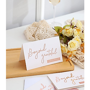 Rose Gold Beyond Grateful Thank You Cards with Envelopes - 36 PK - 4x6 Inches Bridal Shower Thank You Cards Baby Shower Baby Girl Thank You Notes for Wedding Birthday