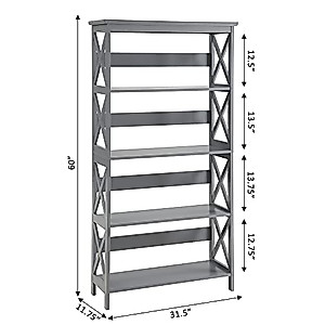 Convenience Concepts Oxford 5 Tier Bookcase, Gray