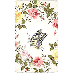 Rose Themed Fitted Mini Crib Sheets,Portable Mini Crib Sheets Soft Toddler Mattress Sheet Fitted-Crib Mattress Sheet or Toddler Bed Sheet,24“ x38“,Multicolor