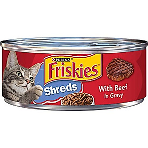 Purina Friskies Shreds Wet Cat Food, Beef Gravy, 5.5 OZ Cans (12-Count)