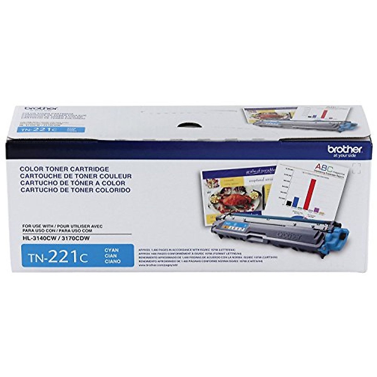 Brother Genuine TN221C, TN221M, TN221Y Color Laser Cyan, Magenta and Yellow Toner Cartridge Set