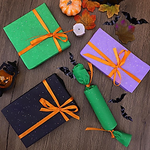 100 Sheets Halloween Sparkle Tissue Paper Bulk, Black Purple Orange Green Wrapping Paper with Glitter for Halloween DIY Crafts Halloween Party Decorations and Gift Wrapping, 14 x 20''