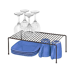 Smart Design Classic Storage Shelf – Set of 6, Large (8.5 x 16 in.), Bronze – Sturdy Steel Pantry Organizer with Rust-Resistant Finish and Non-Slip Feet for Easy Home Organization and Storage