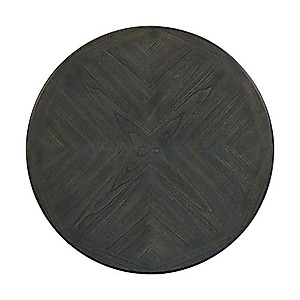 Picket House Taylor Wood 47" Round Kitchen Dining Table, with Storage Shelf, in Gray