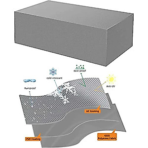 Oxford Cloth Furniture Dustproof Cover for Rattan Table Sofa Waterproof Rain-Proof Furniture Cover Garden Outdoor Patio - Multiple Size Outdoor Furniture Cover - (Silver/Black) 360x100x81cm