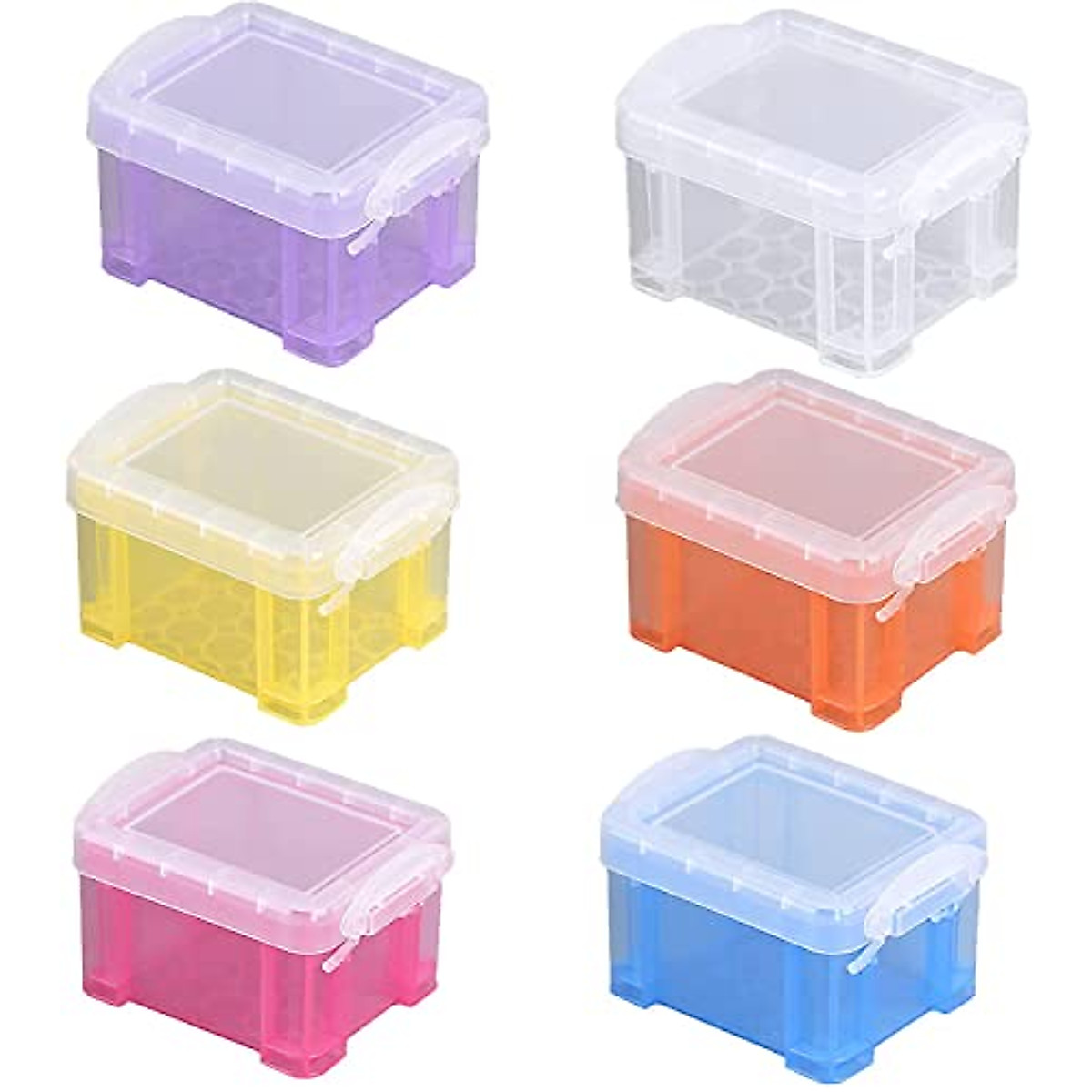 LapangZi 6 Pack Mini Storage Boxes Plastic Storage Box Organiser Box with Lid Small Storage Bin Box