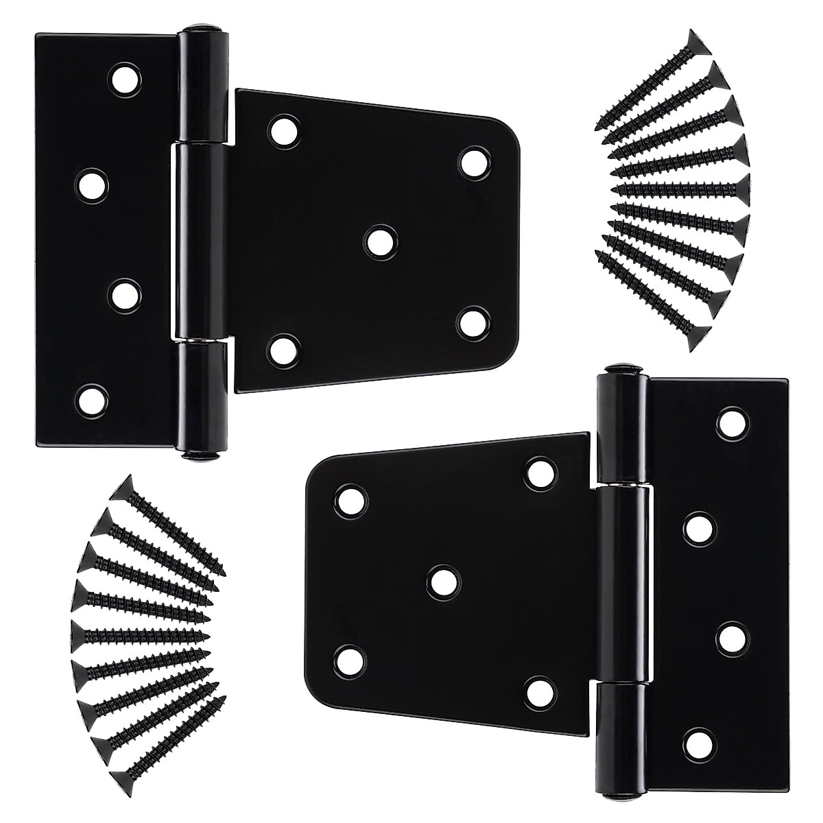 HILLMASTER 3.5 Inch Heavy Duty Gate Hinges Fence Door Hinges Durable Black Gate Strap Hinge for Indoor Outdoor, Gate Hardware Kit for Shed,Wooden Fences,Vinyl Fence Gate,Barn Door,Garage,2 Pack