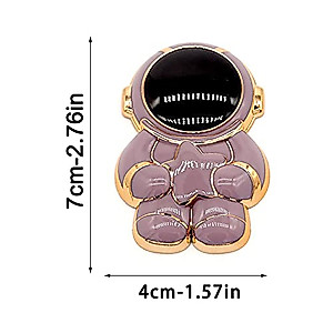 QUS Phone Grip Handle, Cute 3D Plating Astronaut Hidden Phone Stand Finger Clip Holder Foldable Compatible with All Phones, Black, One-size