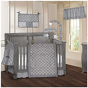BabyFad Clover Grey 9 Piece Baby Crib Bedding Set