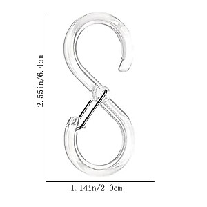 8 Pcs S Hooks Safety Buckle Hook Hanging Hooks for Hanging Pots and Pans Plants Clothes(Transparent)