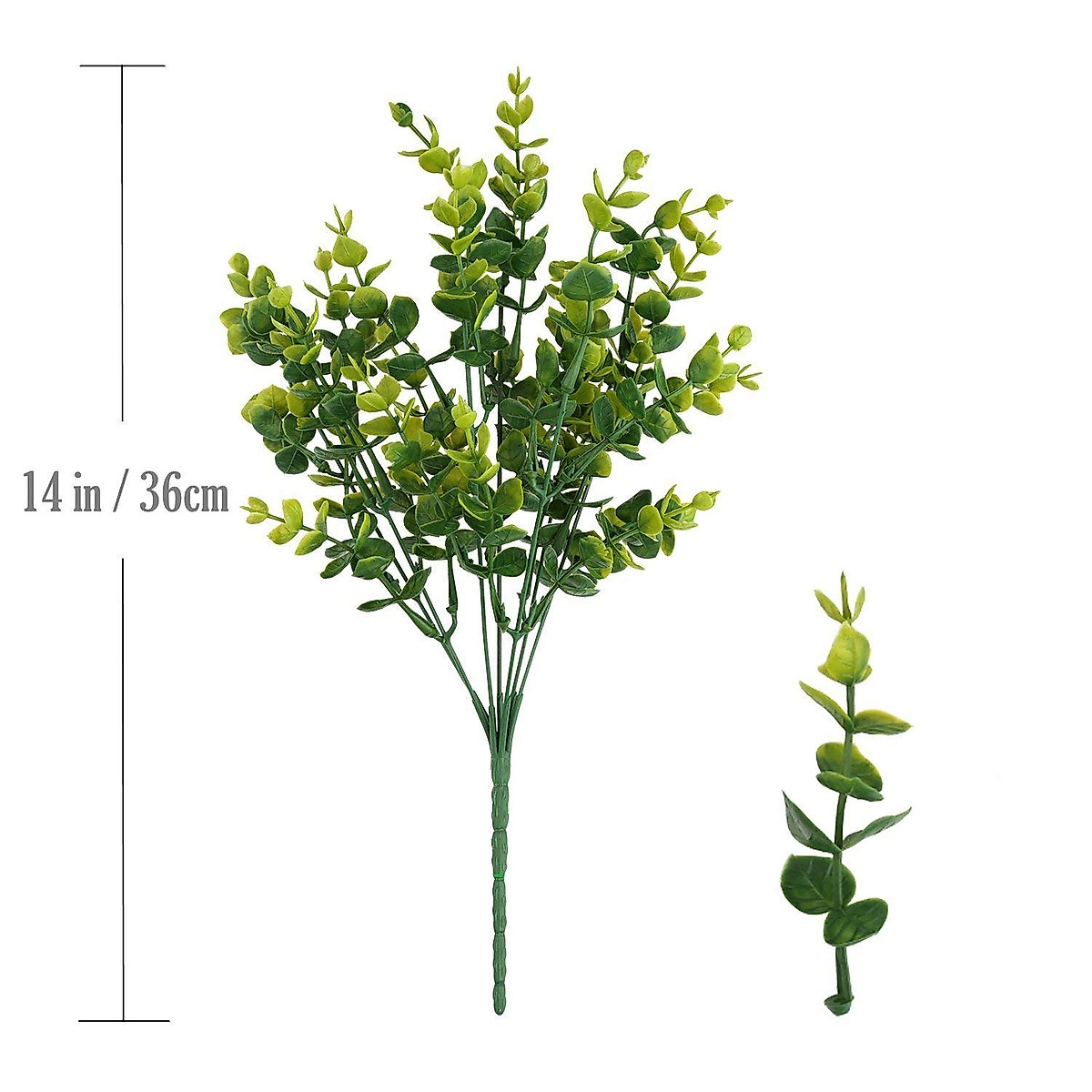CATTREE Artificial Shrubs Bushes, Plastic Eucalyptus Leaves Fake Green Plants Wedding Indoor Outdoor Home Garden Verandah Kitchen Office Table Centerpieces Arrangements Christmas Decoration 5 pcs