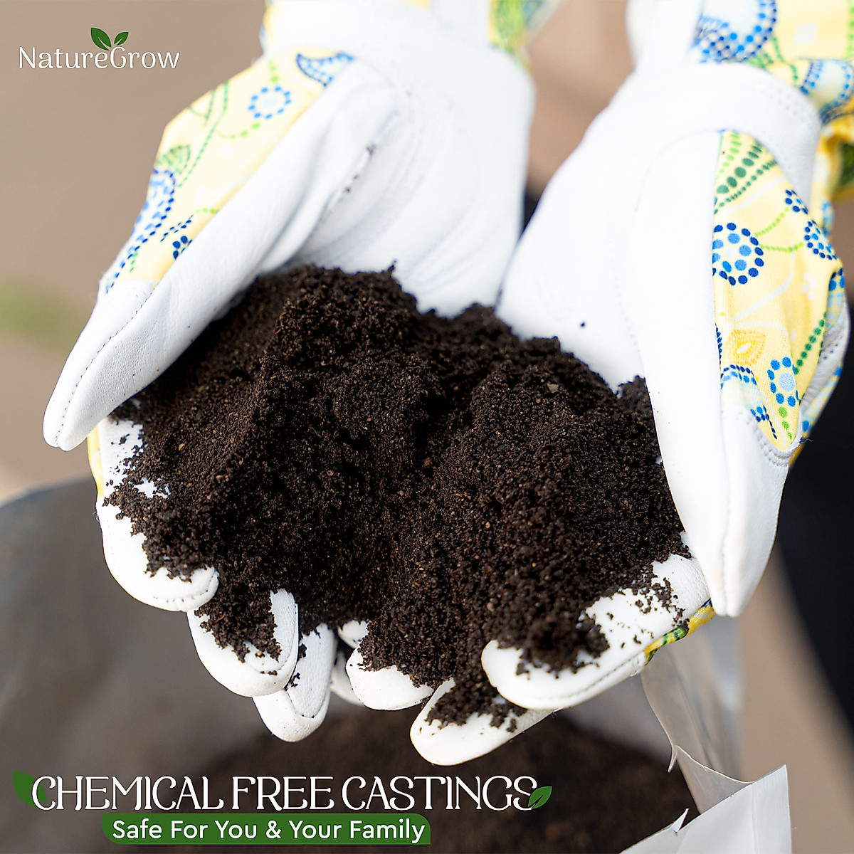 NatureGrow Earth Worm Castings-10lb - Worm Castings Organic, Plant Fertilizer, Earthworm Castings - Pure Worm Castings for Gardening, Organic Worm Casting